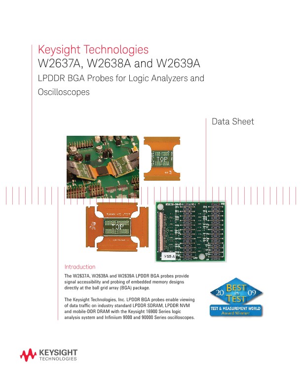 W2637A, W2638A and W2639A LPDDR BGA Probes for Logic Analyzers and Oscilloscopes PDF Asset Page ...